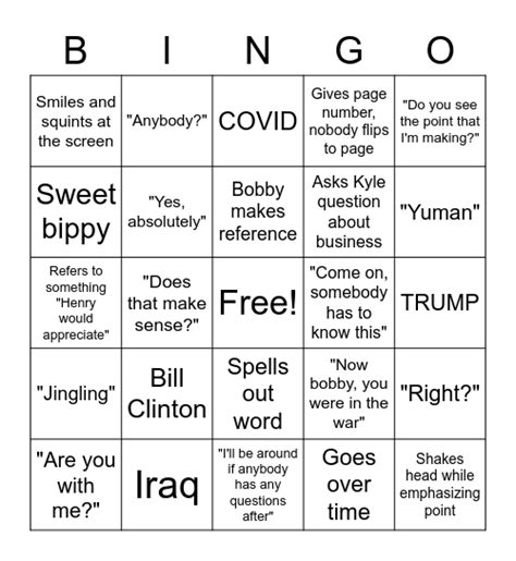 Duffy Bingo Card