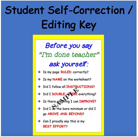 Mash Back To School Student Self Correction Editing Key
