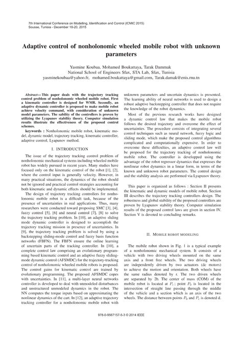 Pdf Adaptive Control Of Nonholonomic Wheeled Mobile Robot With