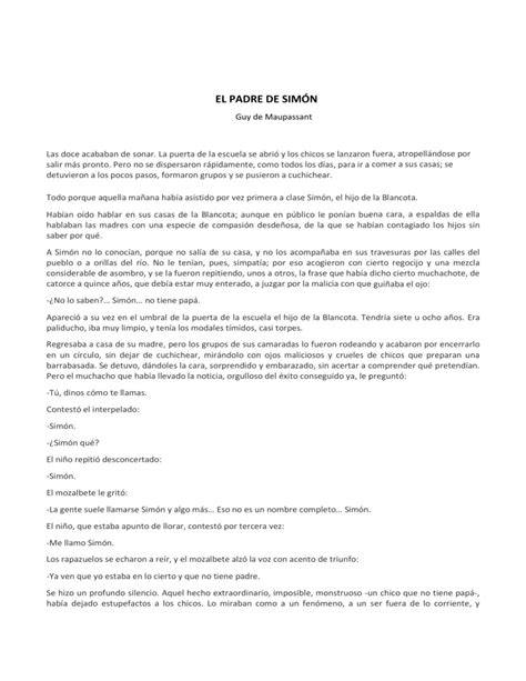 Cuento El Padre De SimÓn