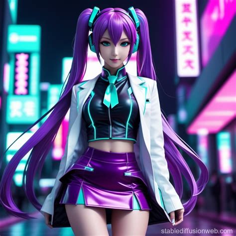 Hatsune Miku In Mini Skirt And Heels Stable Diffusion Online