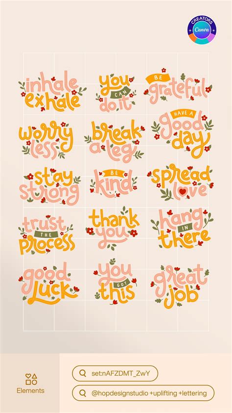 Cute Uplifting Canva Elements Quotes And Letterings