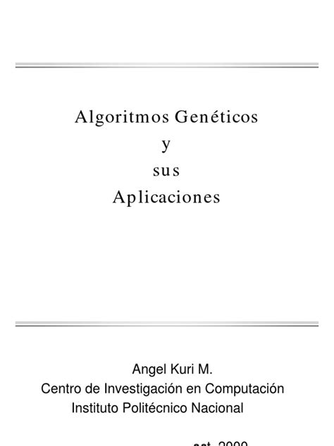 Algoritmos Genticos Y Sus Aplicaciones Pdf Algoritmo Genético Algoritmos