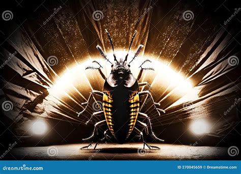 Portrait Of Hissing Cockroach Like A Dancer On Stage Under The