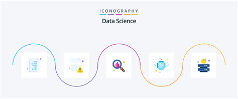 Data Science Flat Icon Pack Including Data Backup Graph Science Microchip Vector