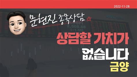 금양 종목상담 문현진 Youtube