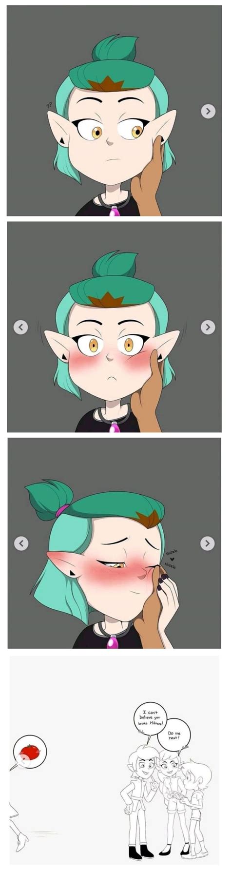 An Animated Comic Strip With Two Cartoon Characters Talking To Each Other And One Has Green Hair