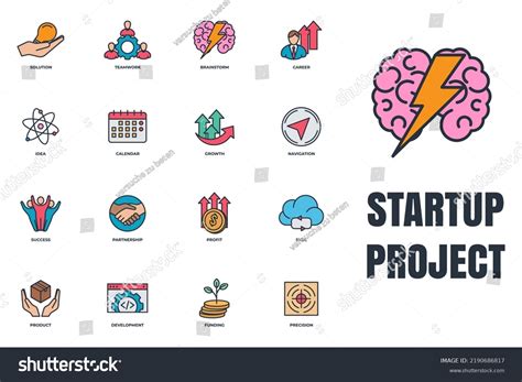 Set Startup Project Icon Logo Vector Stock Vector Royalty Free