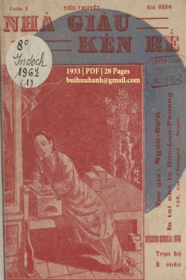 Nhà Giàu Kén Rể Cuốn 1 Nxb Đức Lưu Phương 1933 Ngọc Sơn 28 Trang