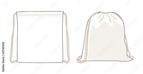 Blank Drawstring Bag White Foldable Backpack Cloth Bag Vector