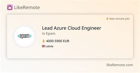 📩 Lead Azure Cloud Engineer At 🏢 Epam Salary 💰4000 5900 Eur 📍remote Job In 🇱🇻 Latvia R