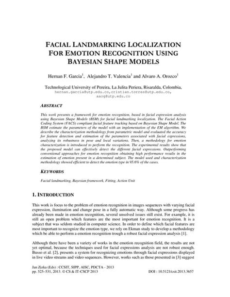 Facial Landmarking Localization For Emotion Recognition Using Bayesian