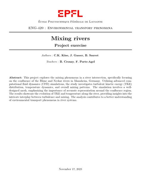 Mixing River Pdf Turbulence Temperature