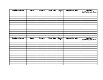 Computer Log Sheet By Materials By Michelle Tpt