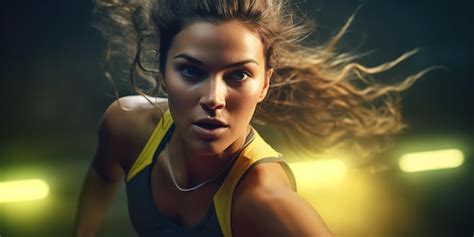 Premium Ai Image Active Tennis Player In Action Generative Ai