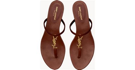 Saint Laurent Cassandra Slides In Brown Lyst