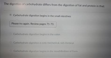 Solved The Digestion Of Carbohydrate Differs From The Chegg