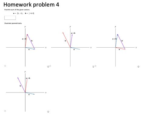 Solved Homework Problem Find The Sum Of The Given Vectors Chegg
