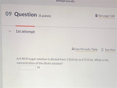 Solved 1st Attempt A 4 90 M Sugar Solution Is Diluted From Chegg Com