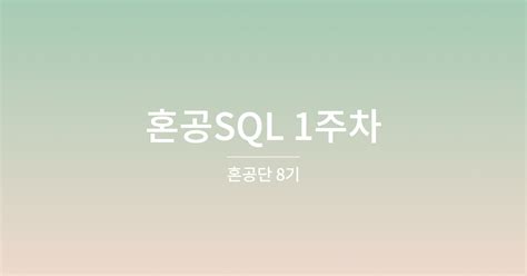 혼공단 기 혼공SQL 주차 미션