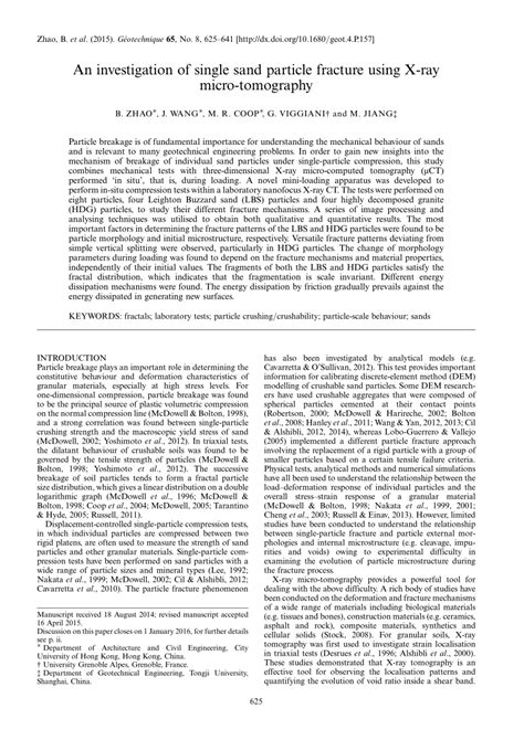 Pdf An Investigation Of Single Sand Particle Fracture Using X Ray Micro Tomography