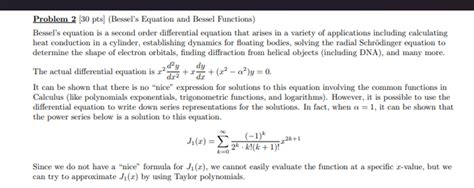 Solved Problem Pts Bessel S Equation And Bessel Chegg