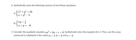 solved symbolically solve the following systems of