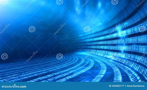 Dynamic Blue Data Flow Depicting Digital Transformation In A Futuristic Environment Stock