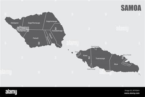Samoa Administrative Map Isolated On Gray Background Stock Vector Image
