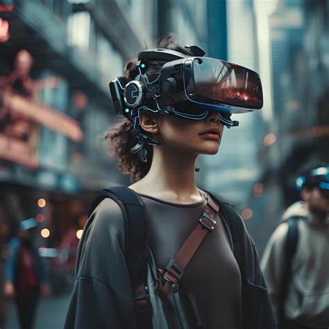 Virtual Reality Hacker With Cybernetic Implants Walking Premium Ai