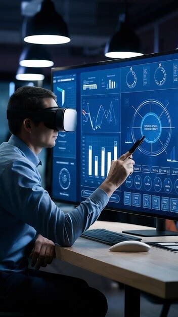 Businessman Analyzing Business Analytics Or Intelligence Dashboard Vr