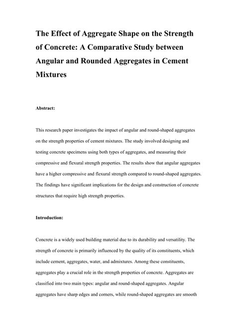PDF The Effect Of Aggregate Shape On The Strength Of Concrete A Comparative Study Between