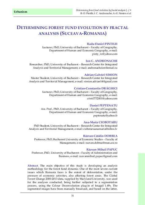Pdf Determining Forest Fund Evolution By Fractal Analysis Suceava Romania