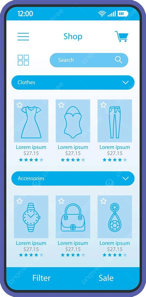 Online Fashion Store Smartphone Interface Vector Template Smartphone