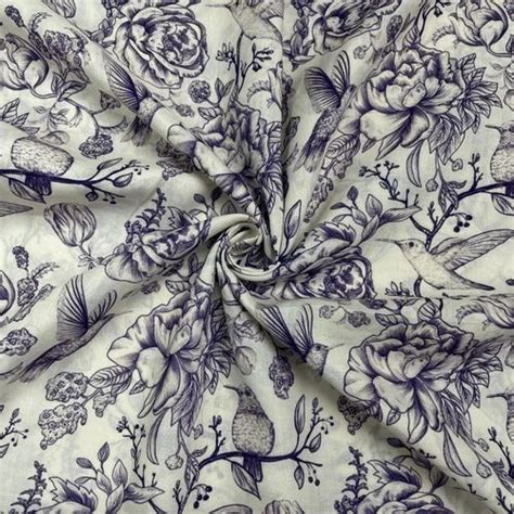 White With Purple Floral Print Muslin Fabric At ₹ 13700 Muslin