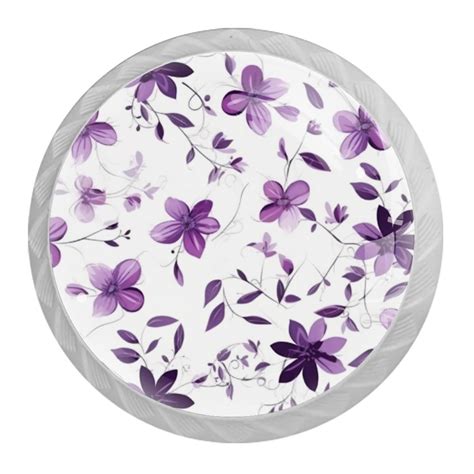 Purple Floral Beautiful Custom Drawer Knobs Cabinet Knobs Abs Glass Drawer Pulls With Screws