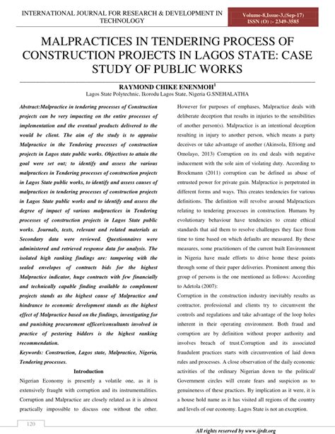 PDF MALPRACTICES IN TENDERING PROCESS OF CONSTRUCTION PROJECTS IN