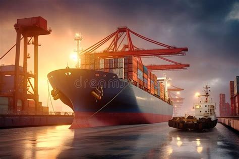 cargo tanker in the port for unloading loading export import of goods