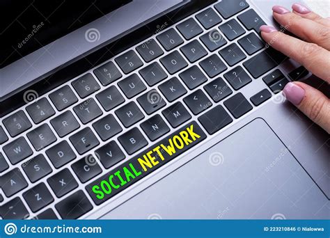 Hand Writing Sign Social Network Business Idea A Framework Of Individual Linked By Interan