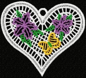 CSS141 FSL Flower And Butterfly Hearts C Some Stitches