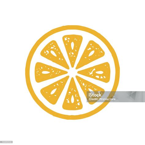 밝은 노란색 감귤류 과일 장식품 슬라이스 손으로 그린 그런 지 텍스처 로고 타입 벡터 일러스트 레이 션 0명에 대한 스톡 벡터 아트 및 기타 이미지 Istock