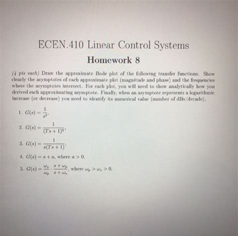 Solved ECEN Linear Control Systems Homework Pts Chegg