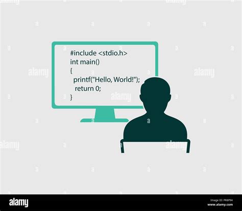 Computer Programmer Icon On Gray Background Stock Vector Image And Art