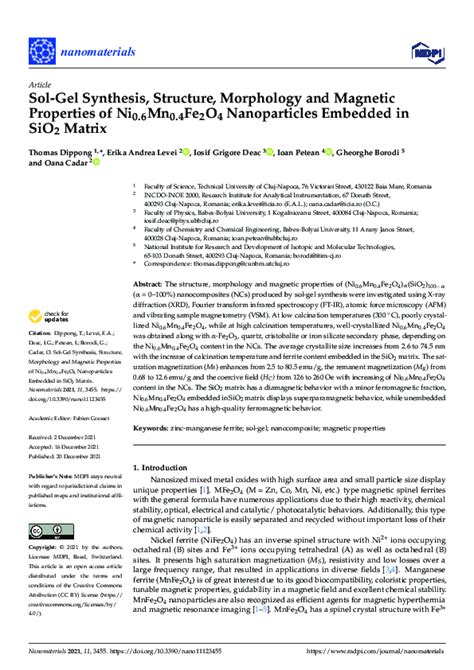 pdf sol gel synthesis structure morphology and magnetic properties