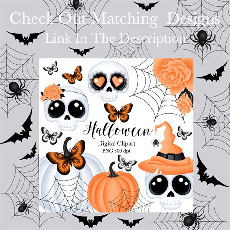 Cute Halloween Clipart Cute Scull Clipart Halloween Clipart Etsy