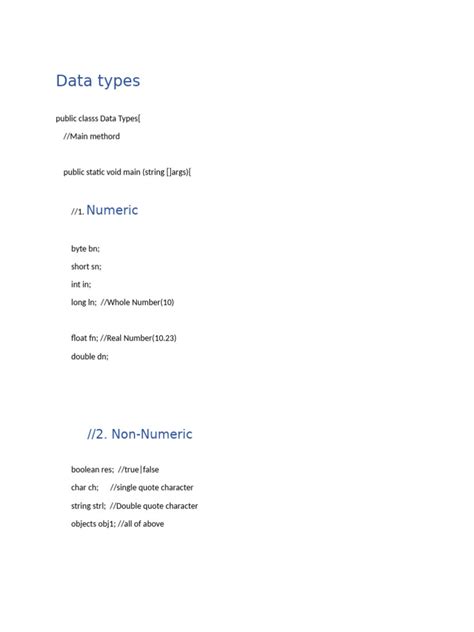 Data Types Pdf
