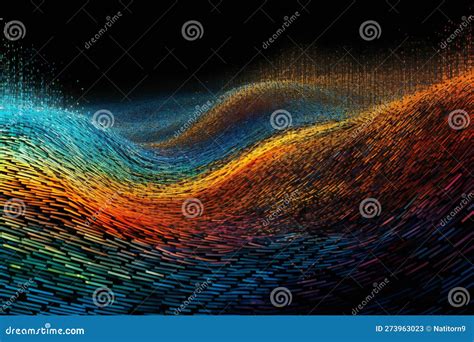 Digital Information Ocean Binary Code Waves AI Generated Stock Illustration Illustration