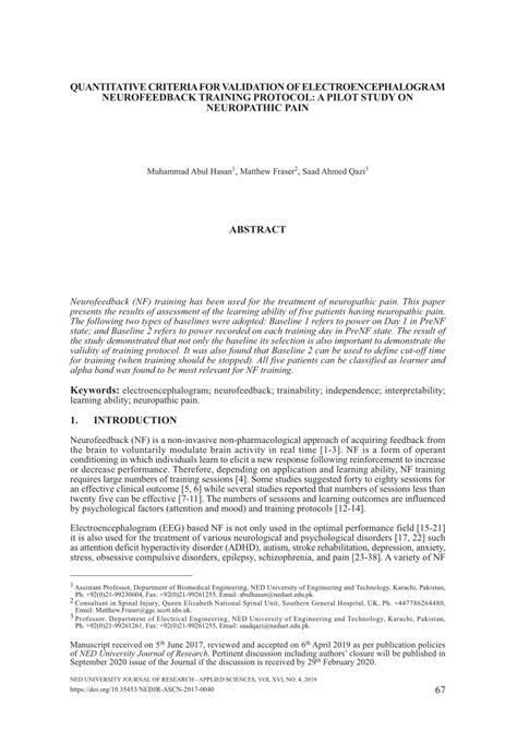 Pdf Quantitative Criteria For Validation Of Electroencephalogram Neurofeedback Training