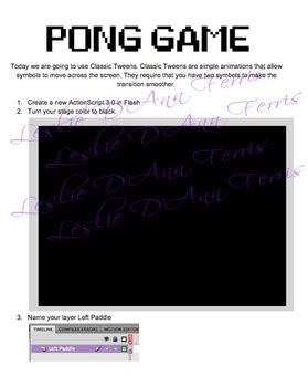 Simple Pong Game Animation In Flash By TxTechnoGeeksRUs TpT