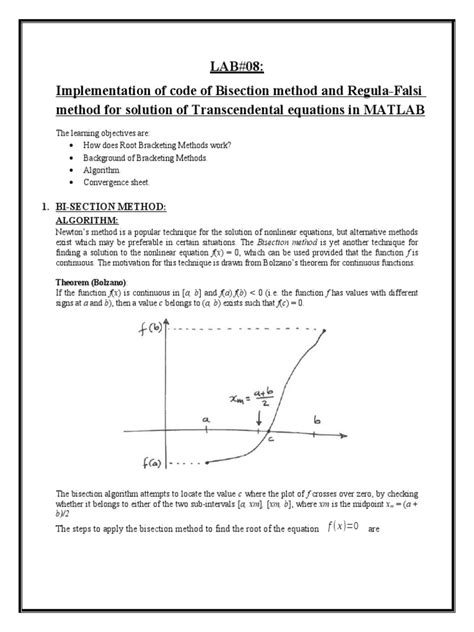 Lab 08 Implementation Of Code Of Bisection Method And Regula Falsi